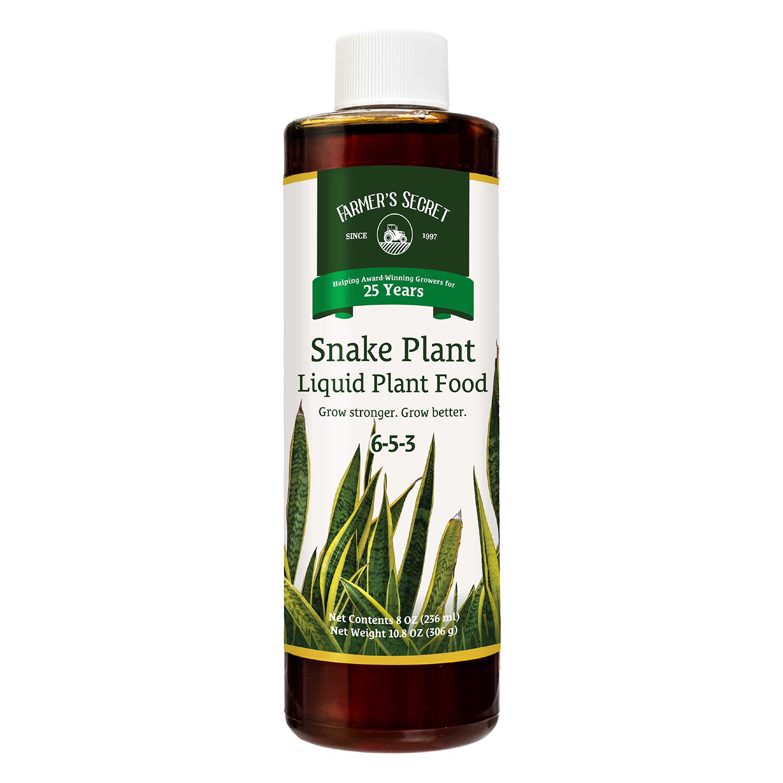 Farmer’s Secret - Snake Plant Liquid Plant Food - Strengthen Roots and Encourage Growth - for Indoor and Outdoor Plants - Long-Lasting Formula - 8 OZ