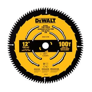 dewalt miter saw blade, 12 inch, 100 tooth, fine finish, ultra sharp carbide (dwa112100)