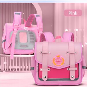 Cute cartoon cute huge capacity bookpack waterproof back to school backpack Horizontal board Backpack (Pink Large)