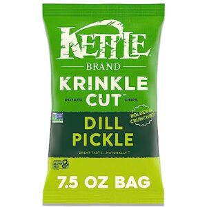 kettle brand potato chips krinkle cut dill pickle, 7.5 oz