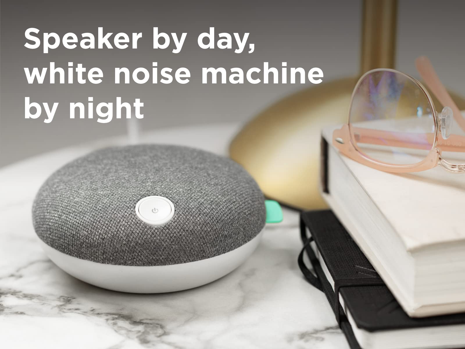 SNOOZ Button - White Noise Sound Machine - Non-Looping White Noise, Pink Noise, and Fan Sounds Plus Bluetooth Speaker - Charcoal