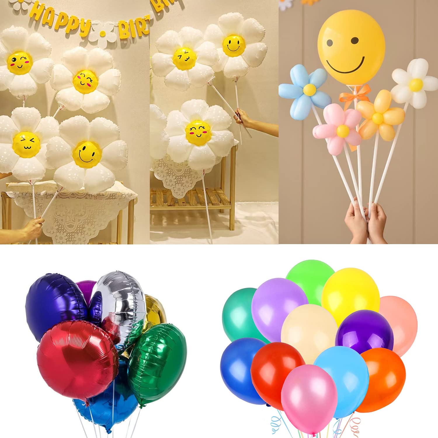 Balloon Sticks, 35 Pack 16inch Long Big White Balloon Sticks Holder with Cups for Large or Small Balloons 8 inch to 20 inch