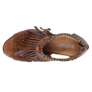 ROPER Ladies Betina Leather Fringe Sandal 10.5 Tan