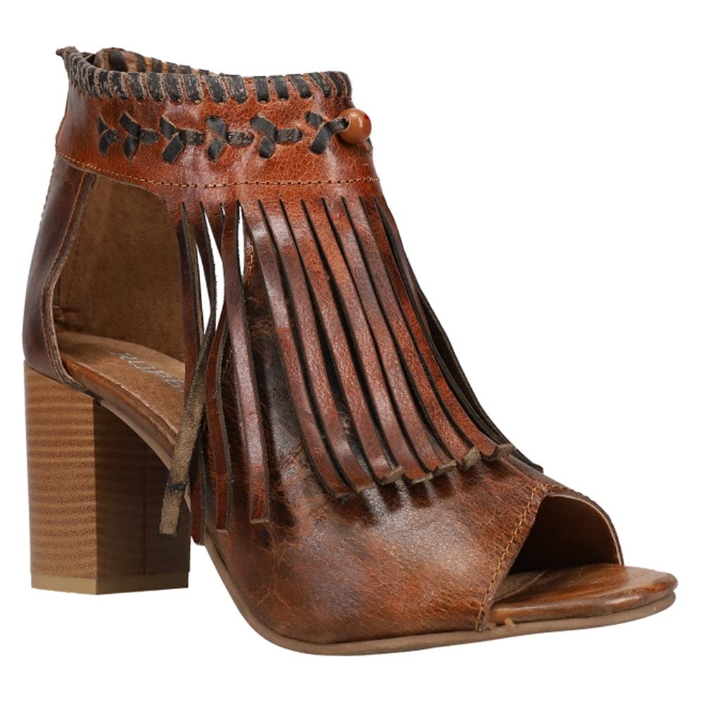 ROPER Ladies Betina Leather Fringe Sandal 10.5 Tan