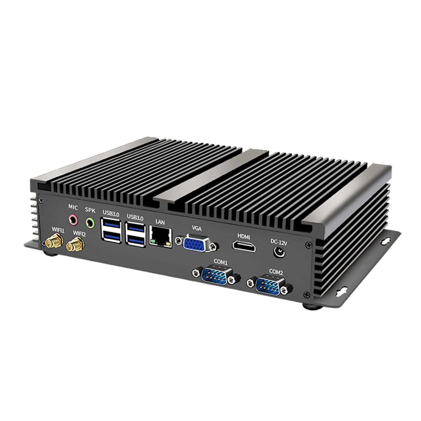 Kinupute Fanless Mini PC, Industrial Desktop Computer i7-8550U Windows 10 Pro, 16GB DDR4, 256GB SSD, 2xCOM, 4xUSB 3.0, HDMI/VGA Port, 4K, Gigabit Ethernet, 2.4G+5G WiFi for Industry Business Home