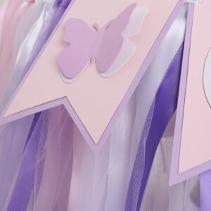 Butterfly One Birthday Highchair Banner - First Birthday Highchair Banner，one High Chair Banner，1st Birthday High Chair Banner，one Party Decoration Photo Props Cake Smash