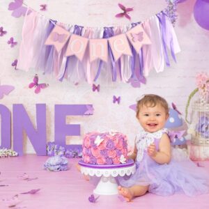 Butterfly One Birthday Highchair Banner - First Birthday Highchair Banner，one High Chair Banner，1st Birthday High Chair Banner，one Party Decoration Photo Props Cake Smash