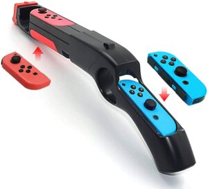 shooting game gun hand grip accessories for nintendo switch hunting game, doom eternal, splatoon 2, apex, fortnite, sniper elite 3 ultimate edition, resident evil, overwatch, warframe