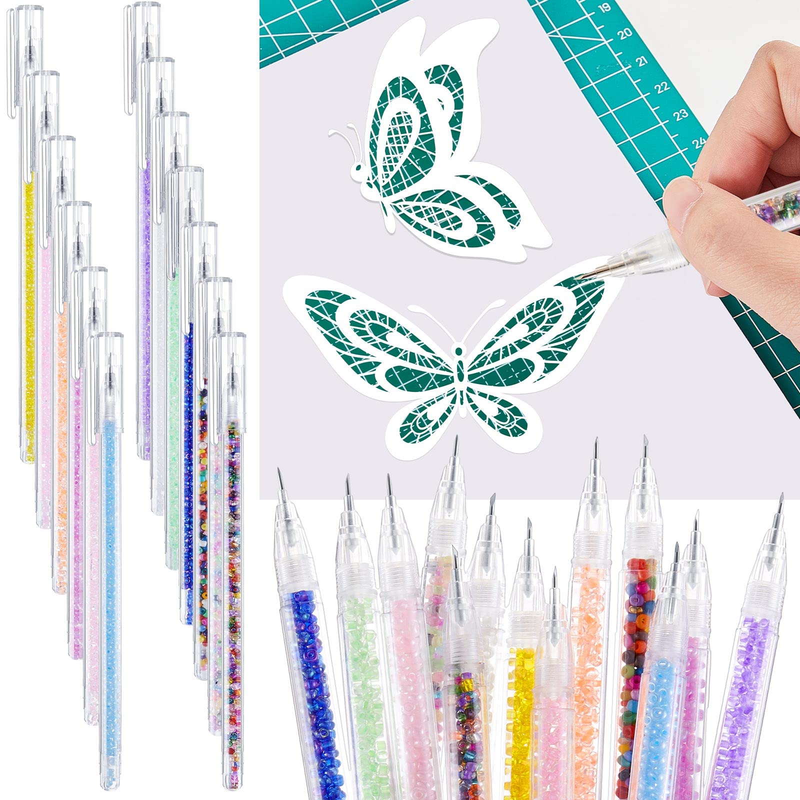 13 Pcs Craft Cutting Tools Precision Cutter Safety Carving Paper Cutter Hobby Exacto Knife Fine Point Pen Ceramic Blade for DIY Drawing Trimming Scrapbooking Art Vinyl Stencil, Mixed Colors