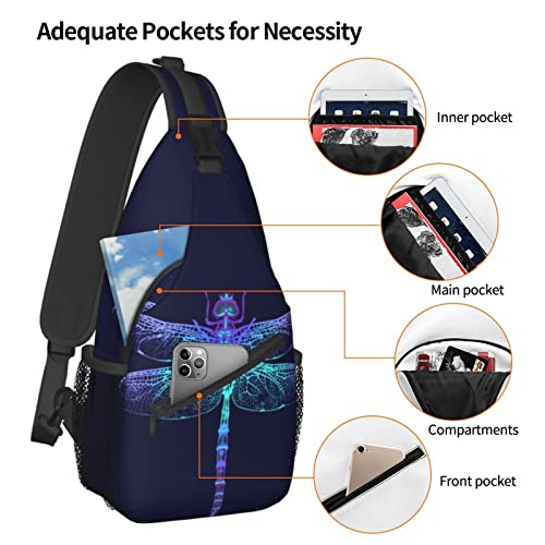 ASYG Dragonfly Sling Bag Crossbody Chest Daypack Casual Backpack Women Shoulder Bag For Travel Hiking Shopping Yoga