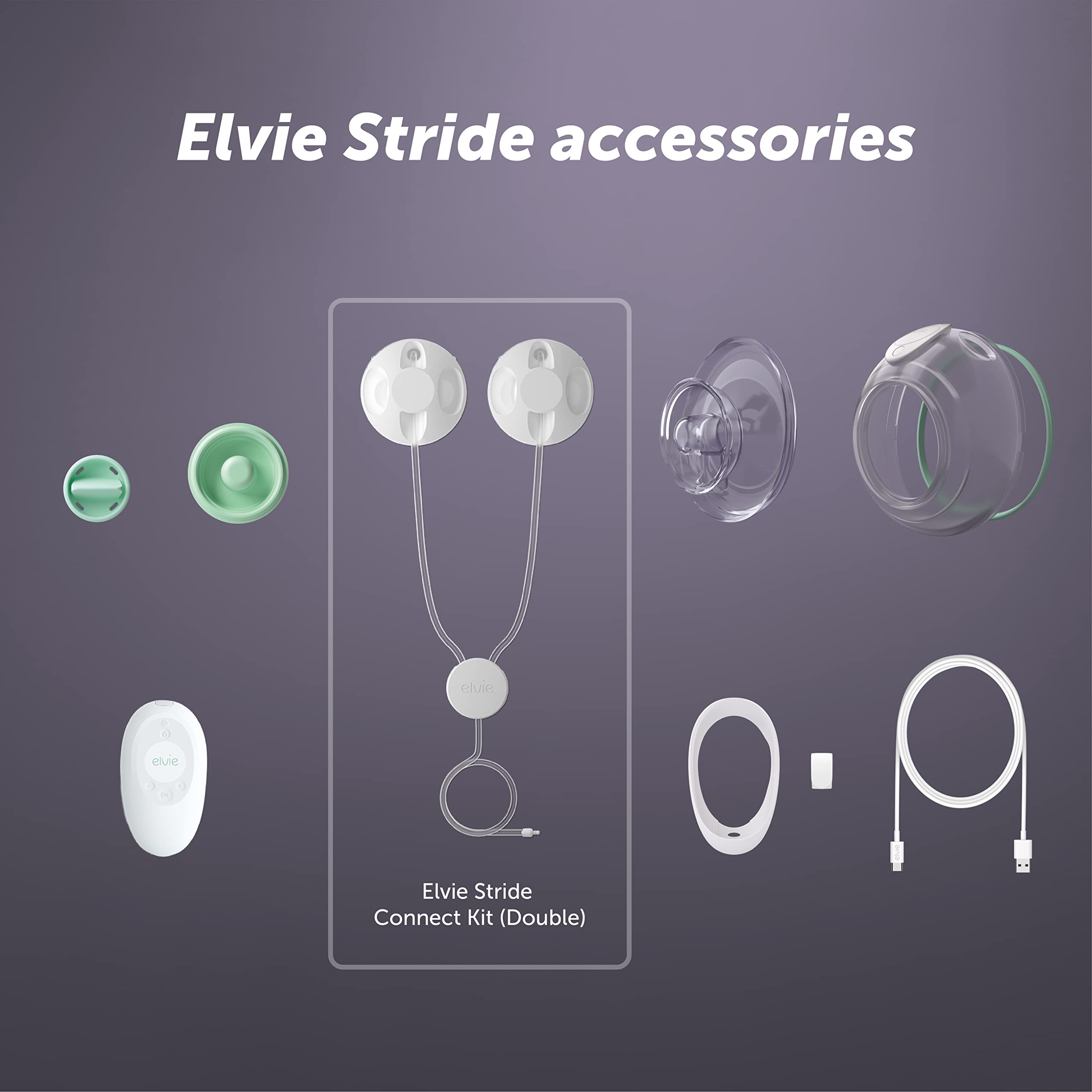 Elvie Stride Connect Kit (Double) | Breast Pump & Breastfeeding Essentials | Breastfeeding Accessories for Breastmilk Storage & Breast Pumps