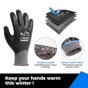 OriStout Waterproof Winter Work Gloves for Men and Women, Touchscreen, Freezer Gloves for Working in Freezer, Thermal Insulated Fishing Gloves, Super Grip, Grey, Large