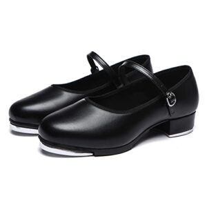 Danzcue Women's Mary Jane Tap Shoe, Ladies Tap Shoes, Black, 4.5M