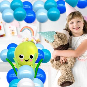 66 PCS Sea Animal Balloons Sets Shark Octopus Crab Seahorse Whale Starfish Animals Balloons Blue Balloons Green Seaweed Balloons For Ocean Sea Themed Birthday Party Decorations Baby Shower Supplies