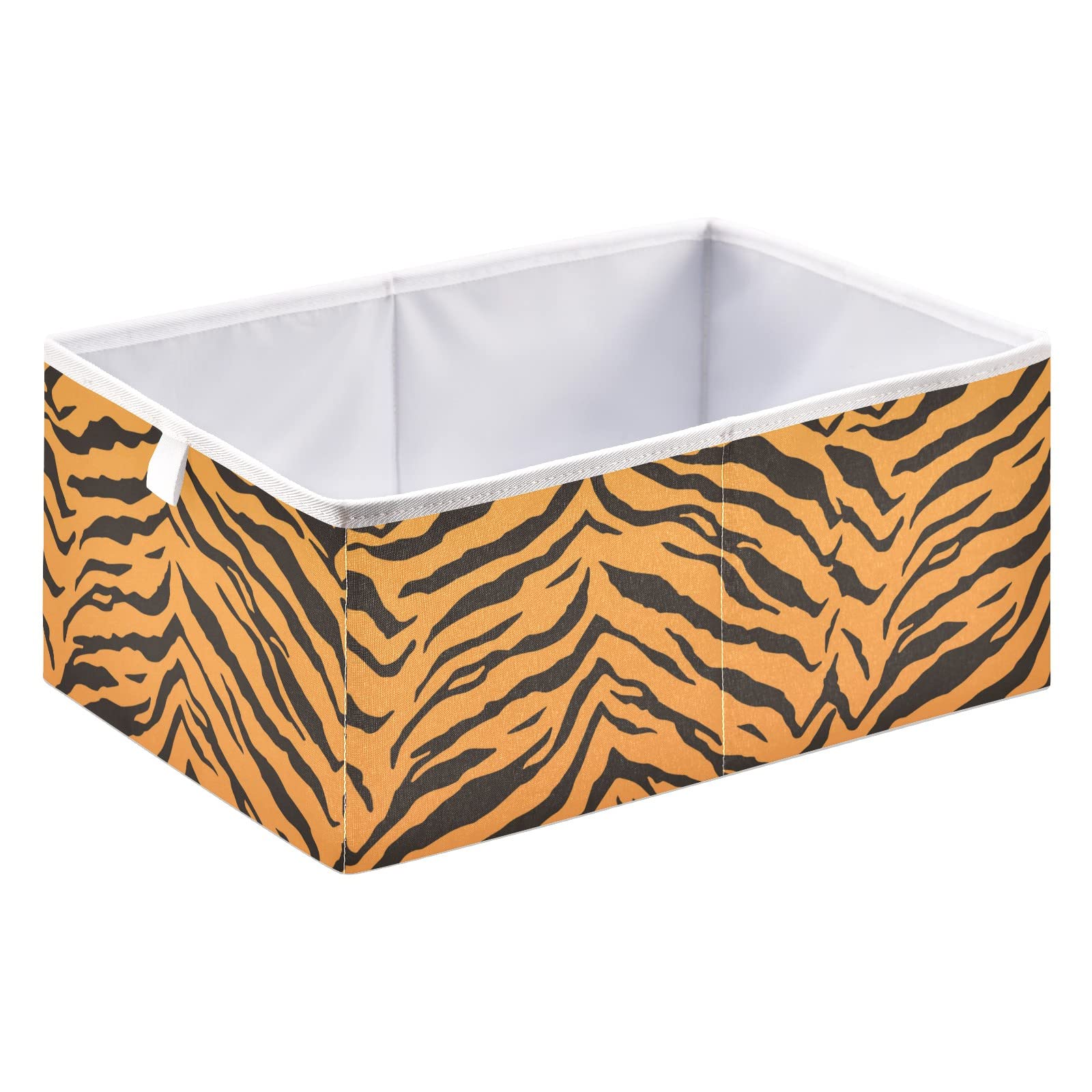 Emelivor Tiger Stripes Cube Storage Bin Foldable Storage Cubes Waterproof Toy Basket for Cube Organizer Bins for Kids Toys Nursery Closet Shelf Book Office Home - 15.75x10.63x6.96 IN