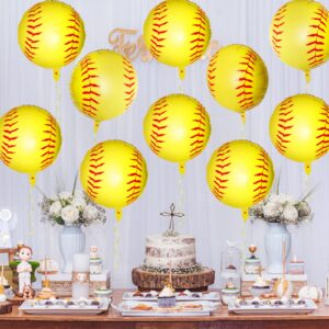 Softball Foil Balloons Softball Party Favors Softball Balloons Round Sports Themed Party Softball Backdrop for Birthday Party Boys Girls Baby Shower Decorations (12 Pieces)