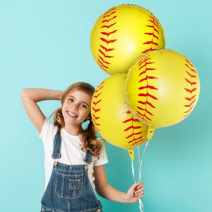 Softball Foil Balloons Softball Party Favors Softball Balloons Round Sports Themed Party Softball Backdrop for Birthday Party Boys Girls Baby Shower Decorations (12 Pieces)