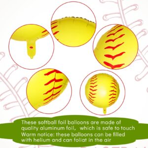 Softball Foil Balloons Softball Party Favors Softball Balloons Round Sports Themed Party Softball Backdrop for Birthday Party Boys Girls Baby Shower Decorations (12 Pieces)