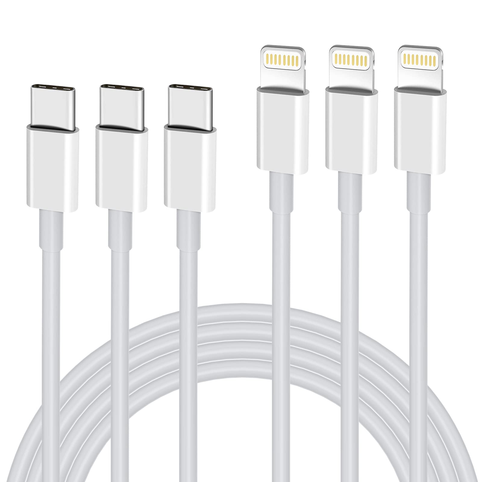 iPhone Charger, [Apple MFi Certified] USB C to Lightning Cable 3PACK 6FT Fast Charger Cable, iPhone Charger Cord Compatible with iPhone 14/13/12/11 Pro Max/XS MAX/XR/XS/X/8/7/Plus