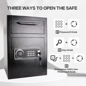 2.5 Cub Security Business Safe and Lock Box with Digital Keypad,Drop Slot Safes with Front Load Drop Box for Money and Mail,Business