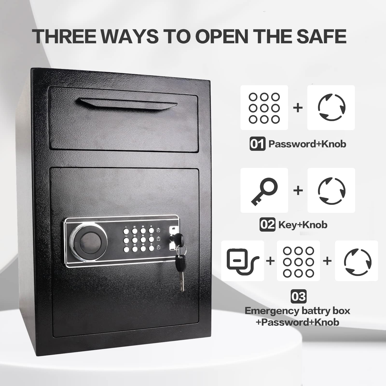 2.5 Cub Security Business Safe and Lock Box with Digital Keypad,Drop Slot Safes with Front Load Drop Box for Money and Mail,Business