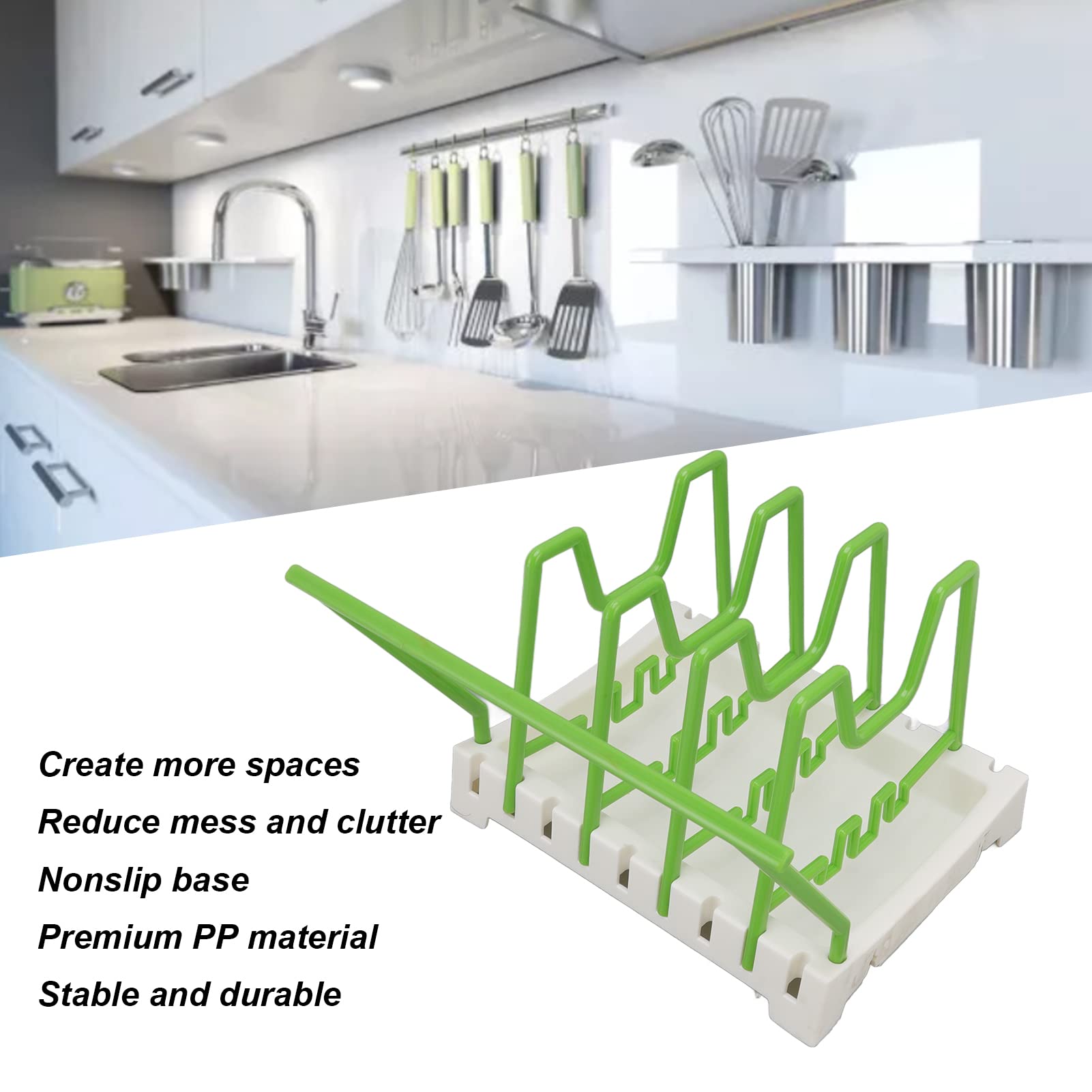 Pot Rack Organizer, 5 Adjustable Compartment Nonslip Base Space Saving Cookware Rack Adjustable Pan Organizer Expandable Pot Organizers Rack for Kitchen Cabinet Baking Frying Rack(C)