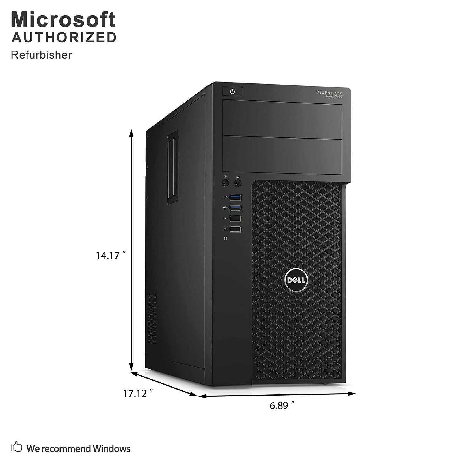 Dell Precision 3620 Tower High Performance Business Desktop Computer, Intel Core i3-7100 3.9GHz, 32G DDR4, 256G SSD+1T, WiFi, BT, 4K Support, DP, HDMI, Windows 10 Pro 64 En/Sp/Fr(Renewed)