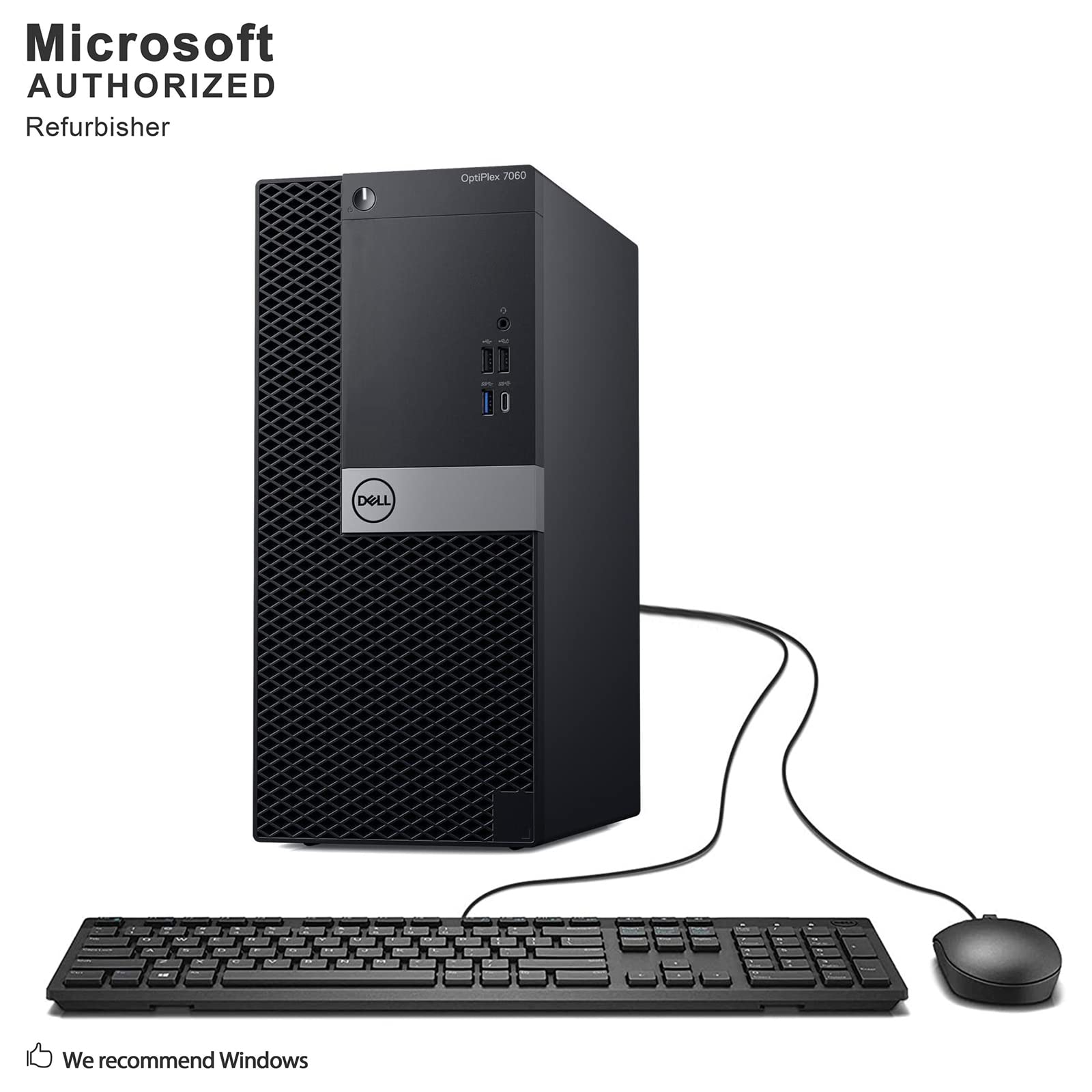 Dell OptiPlex 7060 Tower High Performance Business Desktop Computer, Intel Six Core i7-8700 up to 4.6GHz, 8G DDR4, 2T, WiFi, BT, 4K Support, DP, Windows 10 Pro 64 English/Spanish/French(Renewed)