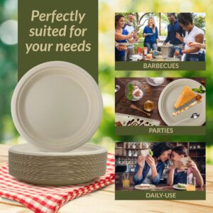 Reli. Compostable Paper Plates 9 Inch (140 Pack Bulk) | Brown Disposable Plates 9" | Heavy Duty Paper Plates, Eco-Friendly | Made of Sugarcane Fibers/Bagasse - Biodegradable | Microwavable (Natural)