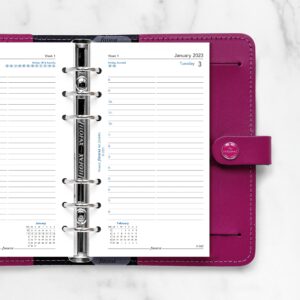 Filofax Refill, Personal/Compact Size, Day on One Page with Appointments, Ruled, White Paper, English, 2023 (68441-2018)