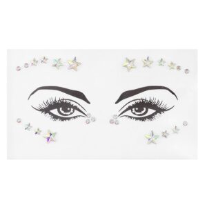 wosois crystal face stickers star mermaid gems sparkly temporary rhinestone sticker rave party accessories for women and girls (a)