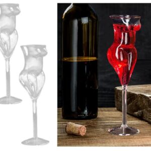 Ruoxian 2 PCS Feminine body Wine Glasses Novelty Champagne Goblet Crystal Glasses Cocktail glasses for Birthday Wedding Home Restaurant Bar Party Decoration (2 pcs)