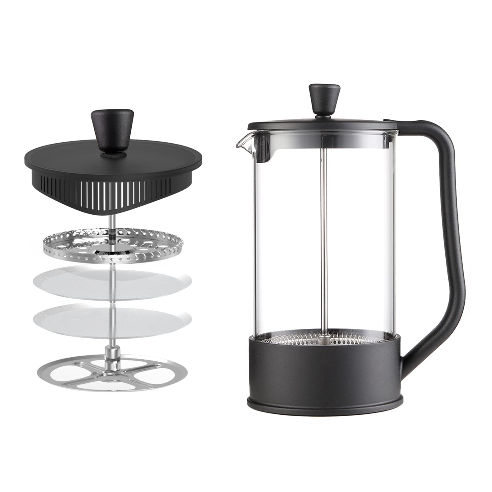 Lingtoolator nch press Coffee Maker with 4 Filters Heat Resistant Durable Borosilicate Glass 34oz