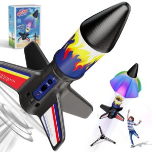 lakebyin rocket launcher for kids - electric flying model rocket with parachute recovery - eco-friendly rocket toy with unlimited re-launch - great birthday gift