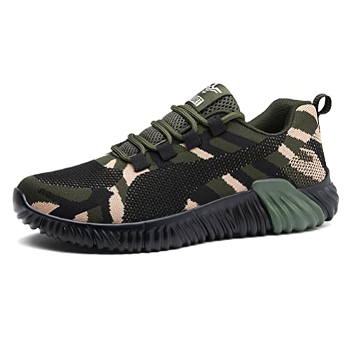 WILTENA Womens Mesh Camouflage Shoes Mens Non Slip Sports Running Tennis Sneakers Walking Shoes Camouflage(19) Size 11w/9.5m