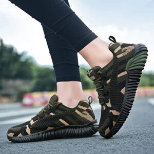 WILTENA Womens Mesh Camouflage Shoes Mens Non Slip Sports Running Tennis Sneakers Walking Shoes Camouflage(19) Size 11w/9.5m