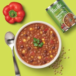 Pacific Foods Organic Vegetable Lentil Soup, Vegan Soup, 16.3 oz Can