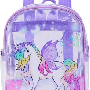 Unicorn Backpack See Through Backpack Unicorn Clear Bag Purple Clear Backpack Clear Mini Backpack Casual Daypacks Festival Bag for Girls