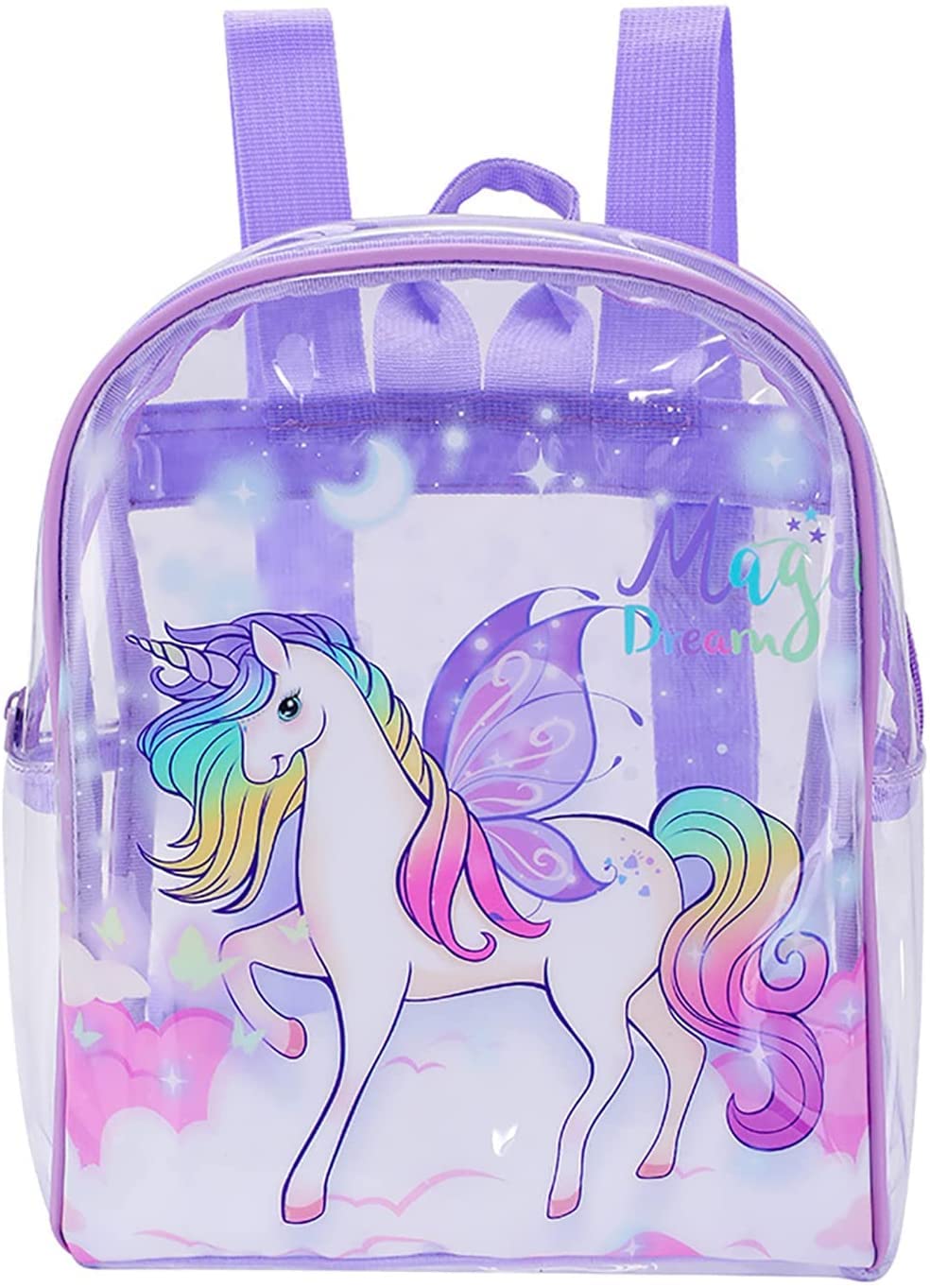 Unicorn Backpack See Through Backpack Unicorn Clear Bag Purple Clear Backpack Clear Mini Backpack Casual Daypacks Festival Bag for Girls