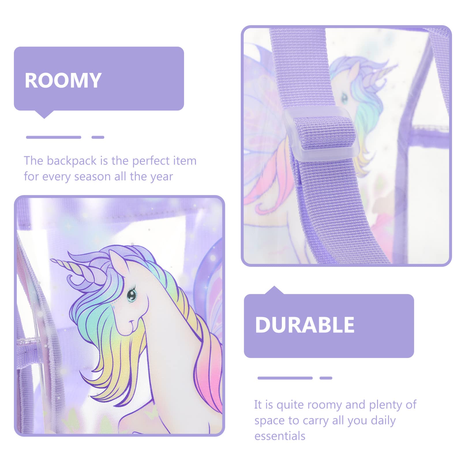 Unicorn Backpack See Through Backpack Unicorn Clear Bag Purple Clear Backpack Clear Mini Backpack Casual Daypacks Festival Bag for Girls