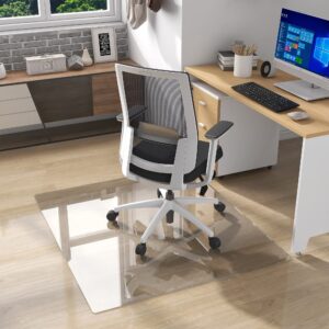 natsukage glass chair mat 46" x 53" 1/4" thick tempered glass office chair mats desk chair mat for carpet or hardwood floor computer chair mat floor protector(transparent)