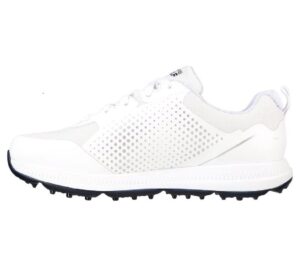 skechers women's go elite 5 arch fit waterproof golf shoe sneaker, white/navy sport, 6