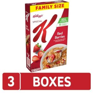 Kellogg's Special K Cold Breakfast Cereal, 11 Vitamins and Minerals, Made with Real Strawberries, Family Size, Red Berries (3 Boxes)