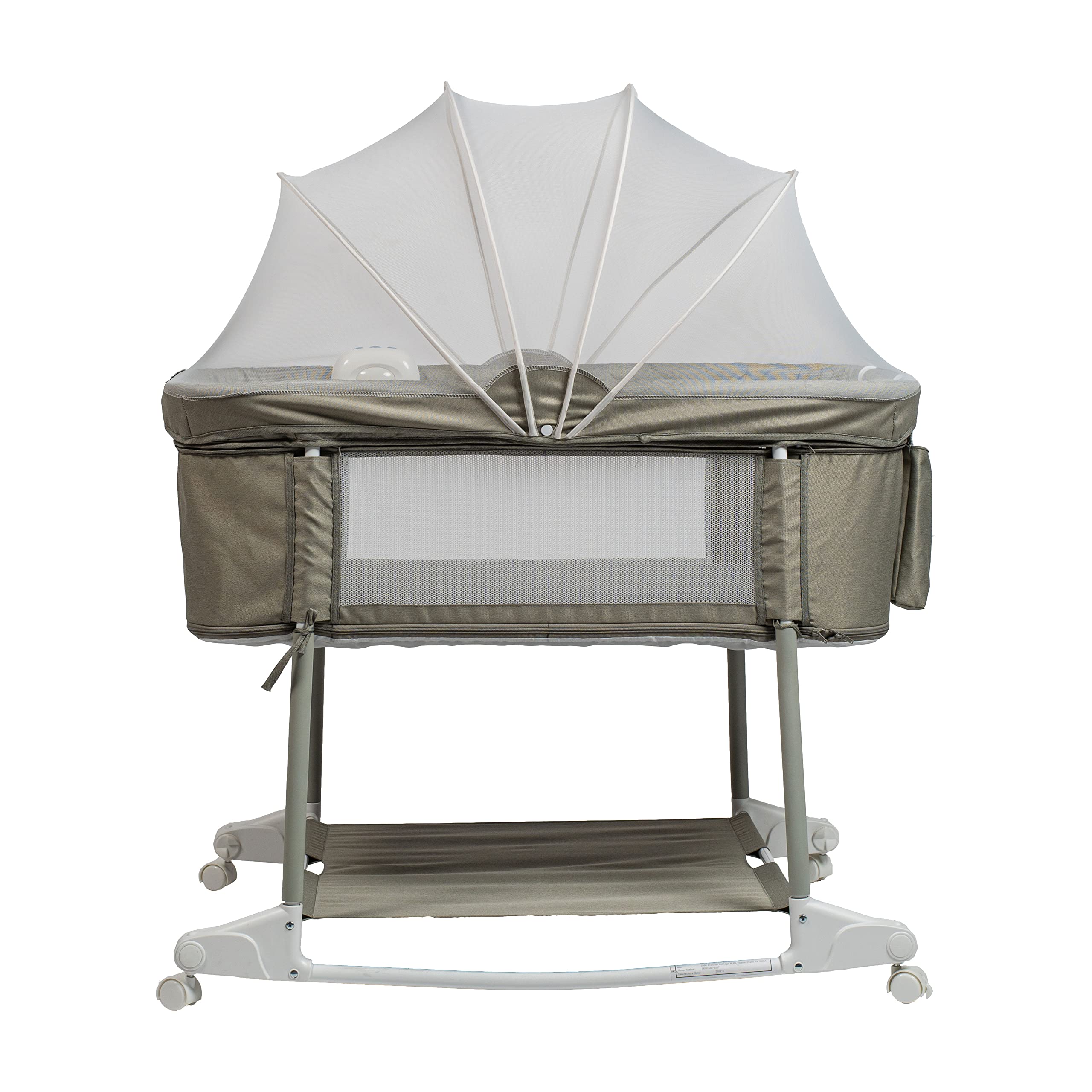 RTUSAS Multi Mode Newborn Baby Bassinet Bedside Sleeper Baby Cradle Portable Bassinet Playpen with Wheels Breathable Mesh Crib Rocking Bassinet(Light Grey)