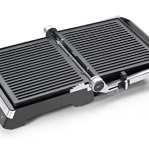 Arzum Panini Press, Sandwich Maker, Electric Indoor Grill, Stainless Steel Top Surface, Non-stick Die-cast Aluminium Plates, Upright Storage, Opens 180 degrees, 6 Slices, 1500W, Large (AR2023-UL)