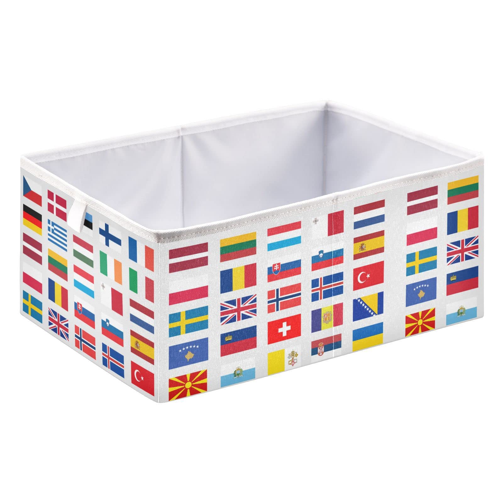 Miscellaneous Set Of Country Flags Storage Basket Storage Bin Rectangular Collapsible Nursery Hamper Cute Bin Organizer for Makeup Closet Bathroom Bedroom