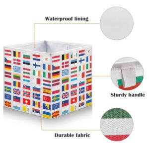 Miscellaneous Set Of Country Flags Storage Basket Storage Bin Rectangular Collapsible Nursery Hamper Cute Bin Organizer for Makeup Closet Bathroom Bedroom