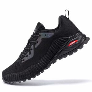 kricely men's trail running shoes fashion hiking sneakers for men black tennis cross training shoe mens casual outdoor walking footwear size 10.5