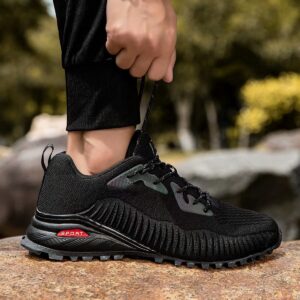 Kricely Men's Trail Running Shoes Fashion Hiking Sneakers for Men Black Tennis Cross Training Shoe Mens Casual Outdoor Walking Footwear Size 10.5