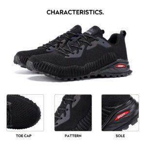 Kricely Men's Trail Running Shoes Fashion Hiking Sneakers for Men Black Tennis Cross Training Shoe Mens Casual Outdoor Walking Footwear Size 10.5